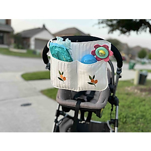 2 Pieces Nursery Hanging Organizer For Crib and Changing Table-Double Pocket Hanging Bag-Hanging toy storage-Cotton and Machine washable (Olive)