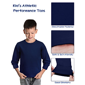 Cooraby 6 Pack Girls Boys Athletic Performance Long Sleeve Shirt Tops Kids Thermal Stretch Undershirt Moisture Wicking Top