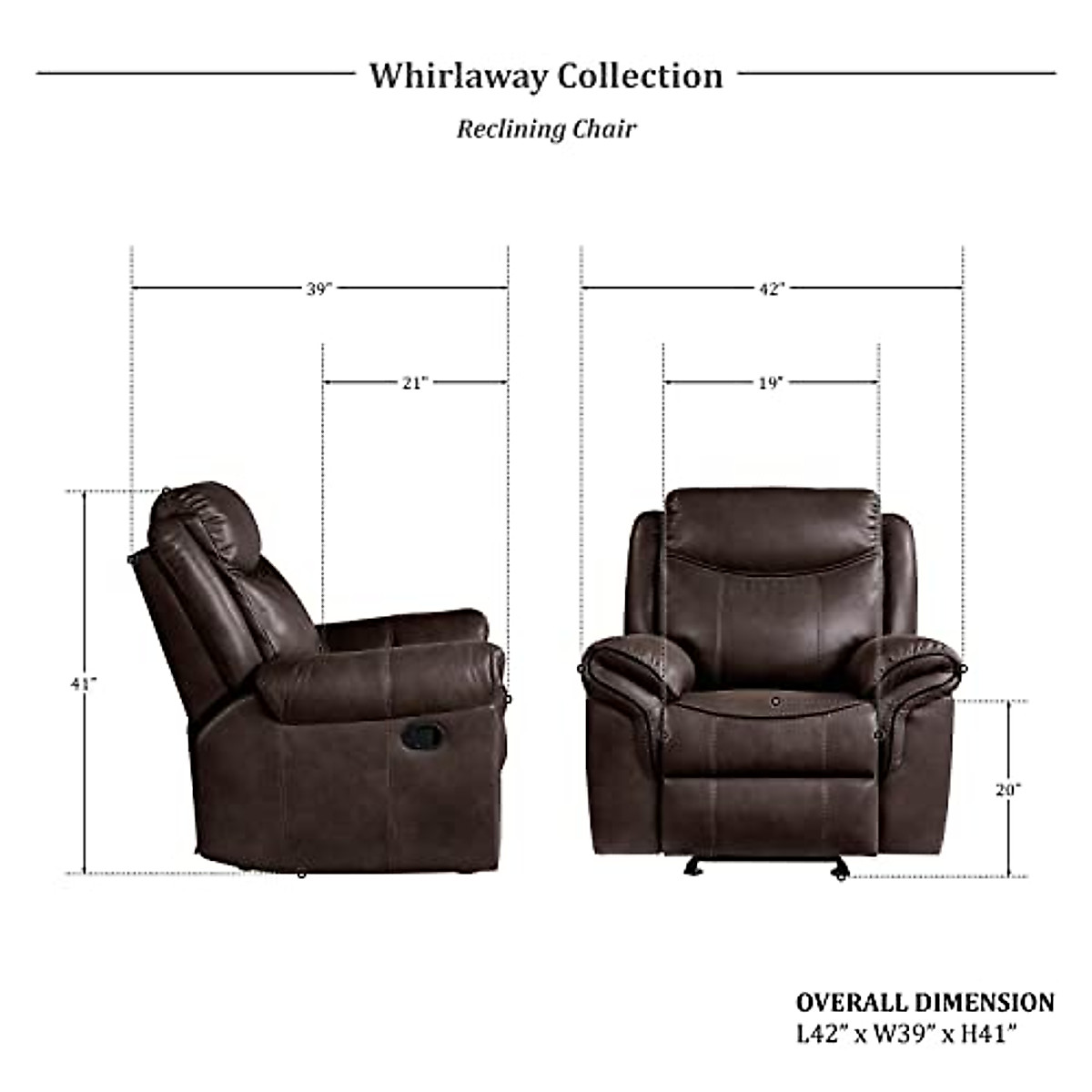 Lexicon Whirlaway Glider Reclining Chair, Dark Brown