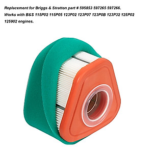 ZLKSKER 595853 597265 Air Filter Replace for B&S 123P02 123P07 123P0B 125P02 115P05 Series Engine Lawn Mower Air Cleaner (1)
