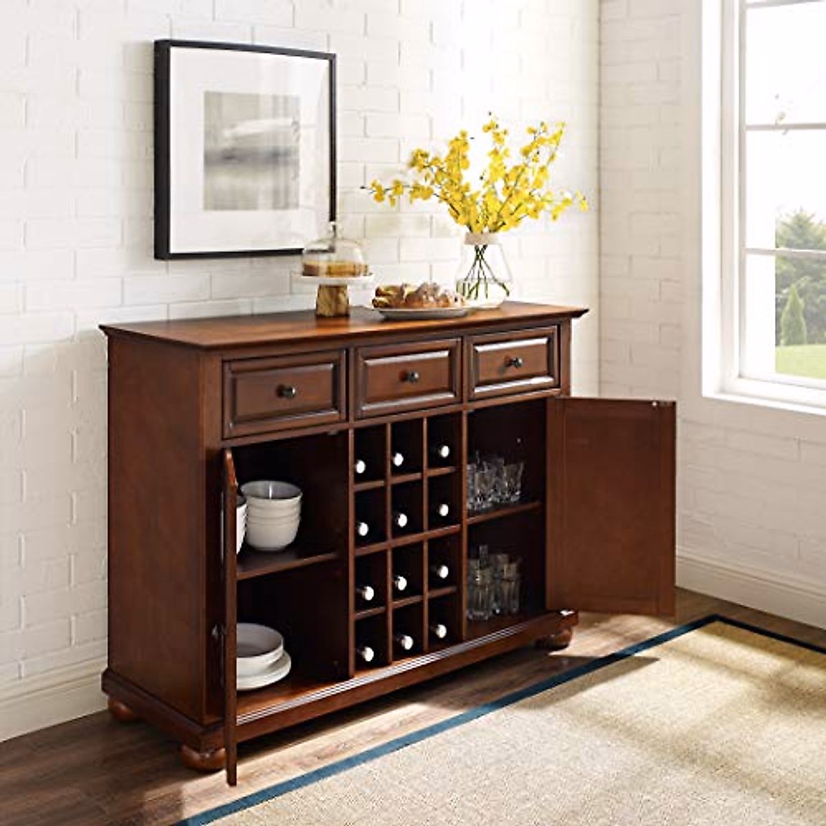 Crosley Furniture Alexandria Wine Buffet/Sideboard - Vintage Mahogany