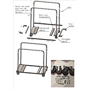 IHAYNER Table Cart Folding Cart Rack for 60" Round Heavy Duty Desk Trolley Black Push Cart with Mute Wheel 10 Table Capacity fits for Hotel and Conference Center Use