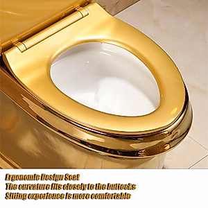 Modern Bidet Toilet One Piece Toilet, Bidet Golden Toilet Quiet Super Whirlpool, Household Creative Ceramic Toilet Gold Toilet for Hotel/Bathroom 70x60x38cm/27.6x23.6x15in A