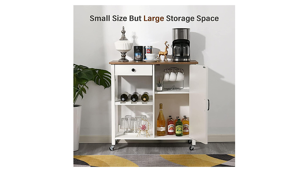 4 EVER WINNER Farmhouse Kitchen Island Cart on Wheels