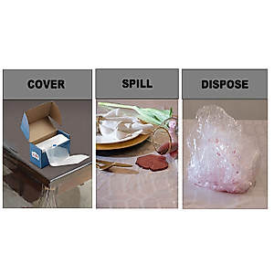 [4 MILL] - ''66 In x 72.5'' Ft - CLEAR PLASTIC TABLE COVER, Tablecloths Covering, Table Protector, Wide Thick Disposable & Reusable on a Roll with SELF CUTTER, Protects from Spills, Water, Oil