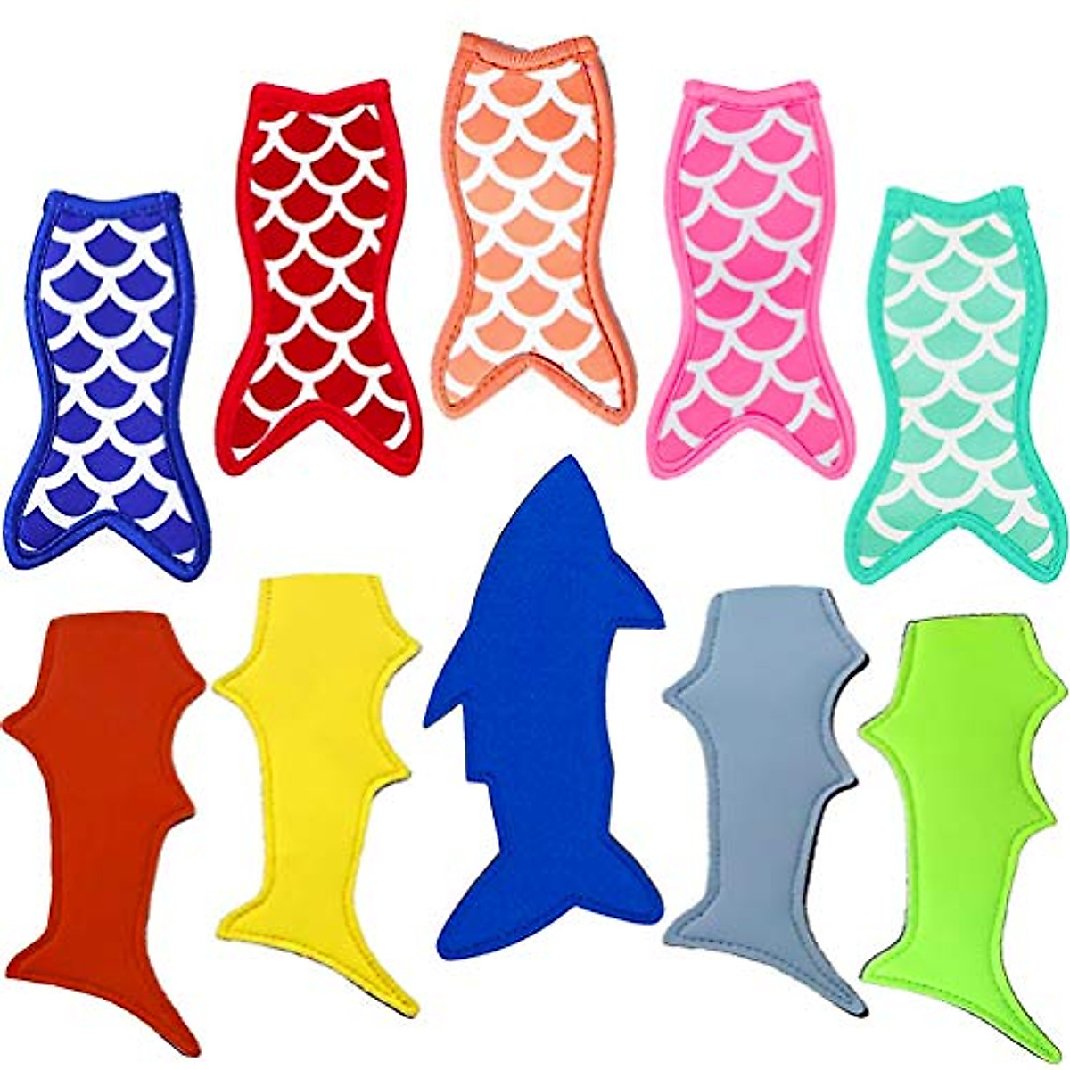 Popsicle Holder Bags Mermaid and Shark Ice Pop Sleeves Freezer Reusable Popsicle Covers 10 Pc