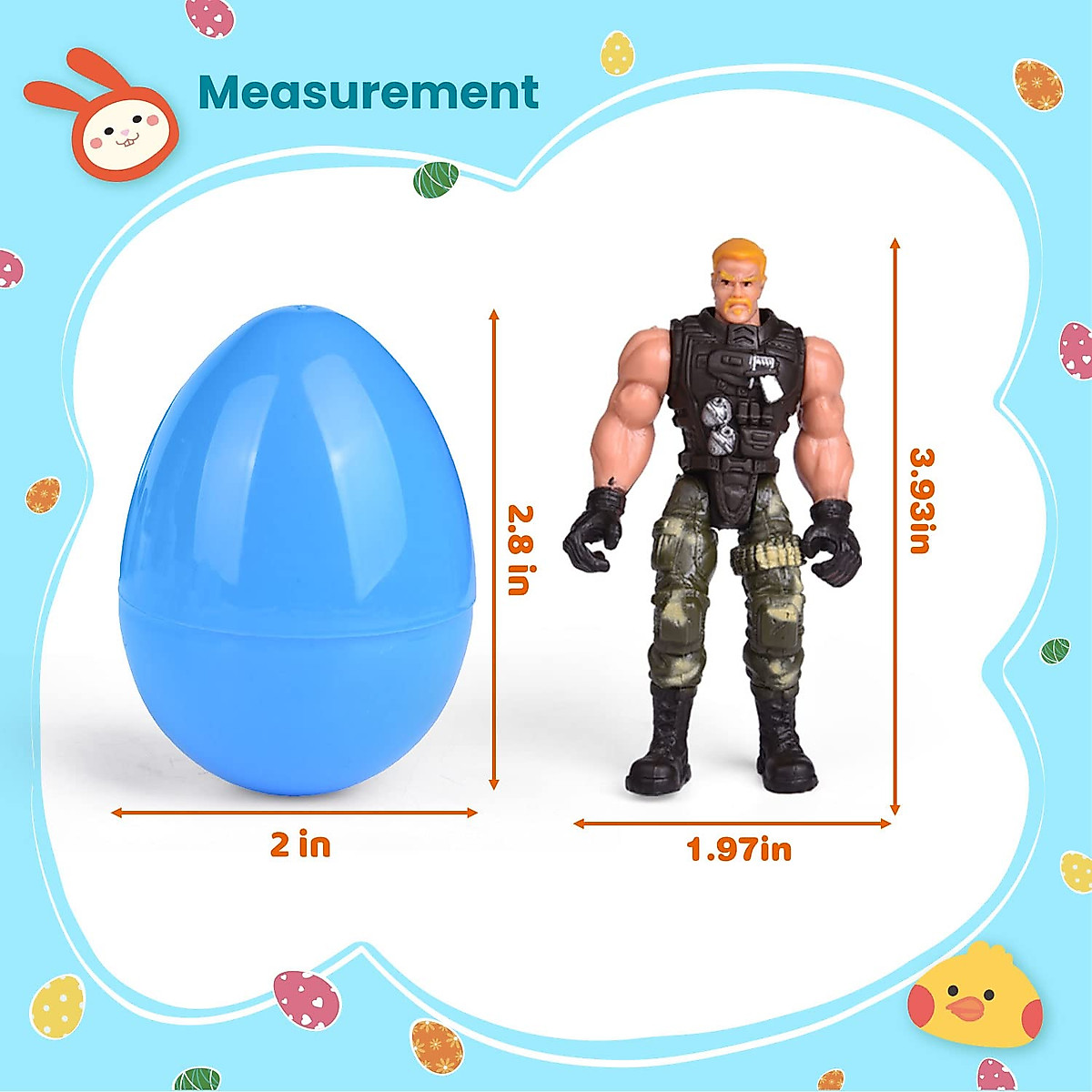 FUN LITTLE TOYS 12PCS Easter Egg with Army Men Realistic Army Ranger Action Figures, Easter Stocking Stuffers, Easter Basket Stuffers