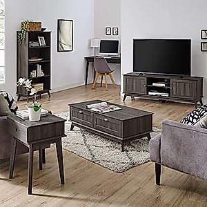 Newport Series Tall Center Coffee Table with Two Fully Extended Drawers | Sturdy and Stylish | Easy Assembly| Smoke Oak Wood Look Accent Living Room Home Furniture