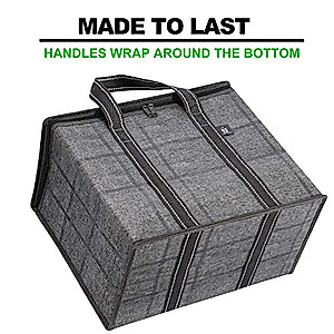 VENO 2 Pack Large Insulated Reusable Grocery Bag w/ Cardboard Bottom, Food Delivery, Heavy Duty, Collapsible (BLK Windowpane)