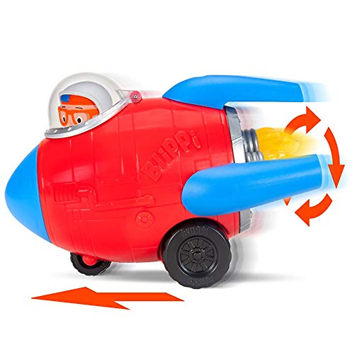 Blippi Rocket Ship - Mini Vehicle with Freewheeling Features Including 2” Classic Character Toy Figure - Imaginative Play for Toddlers, Young Children, Preschoolers
