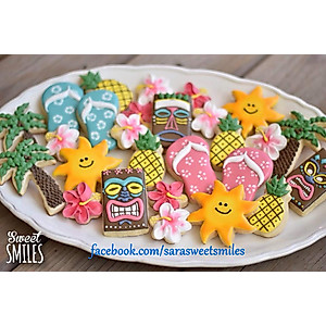 Hawaiian Luau Cookie Cutter 9 Piece Set from The Cookie Cutter Shop - Palm Tree, Hawaiian Shirt, Tiki, Flip Flop, Surfboard Cookie Cutters – Tin Plated Steel Cookie Cutters