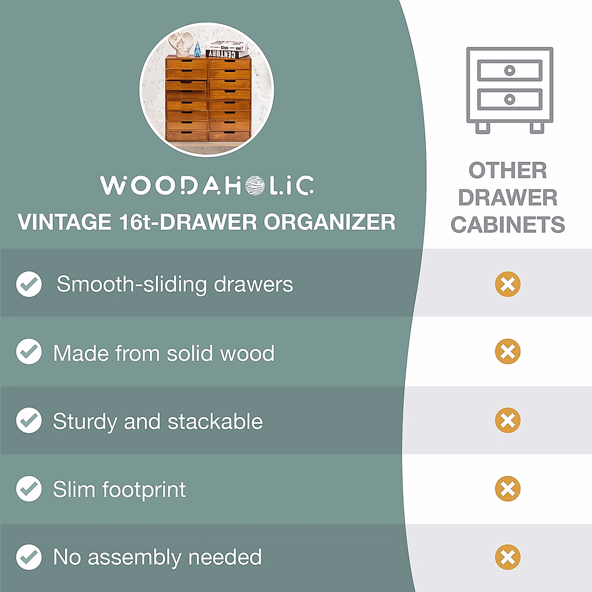 4-Pack 4 Drawer Desktop Storage Organizer in Modern Wood Design (20”x7”x 20”) Stackable Drawers For School Office - Vanity Accessories Organizer - Countertop Organizer Drawer in Modern Mahogany Wood