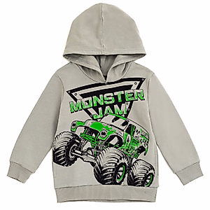 Monster Jam Little Boys Hoodie and Jogger Pants Outfit Set Light Gray 7-8