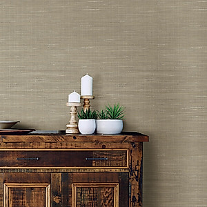 NuWallpaper NUS2215 Wheat Grasscloth Peel & Stick Wallpaper, Neutral