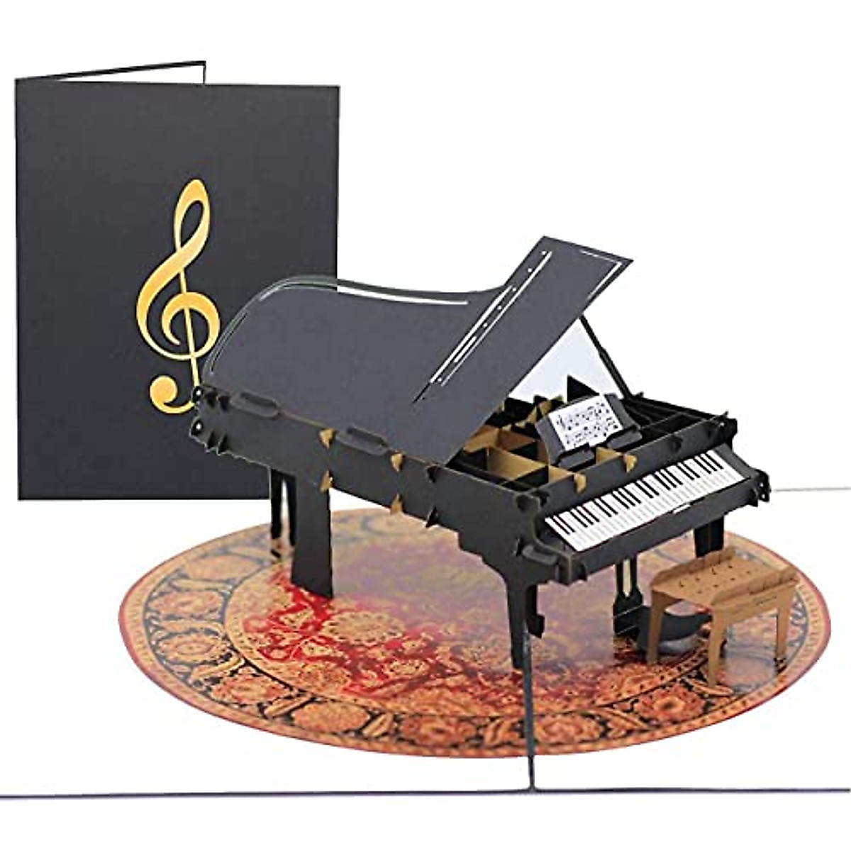 PopLife Grand Piano 3D Pop Up Card for All Occasions - Happy Birthday, Graduation, Father's Day, Mother's Day, Congratulations, Retirement, Thank You - Musicians, Teachers, Gift for Music Lovers