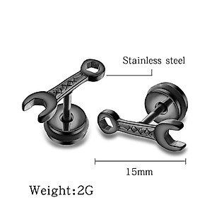 Halawly Stainless Steel Feather Chain Earrings for Men Women Sliver Gold Black Punk Long Dangle Earrings Set Lightweight Fashion Party Birthday Jewelry