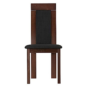 Cortesi Home Tia Walnut Finish Dining Chair in Charcoal Fabric, Set of 2, Brown