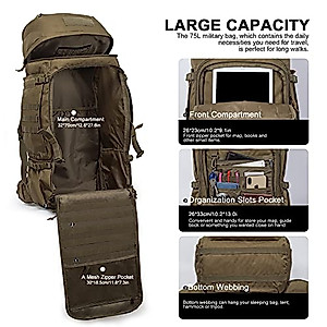 Mardingtop 28L+75L Molle Hiking Tactical Backpack Khaki