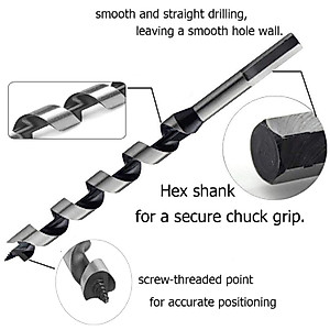 XMHF 2pcs Wood Carpenter Hex Shank Brad Point Augers Drill Bits Long Combination Wood Carpenter Bit,10mm/ 3/8" Twist Dia 9.05" Length