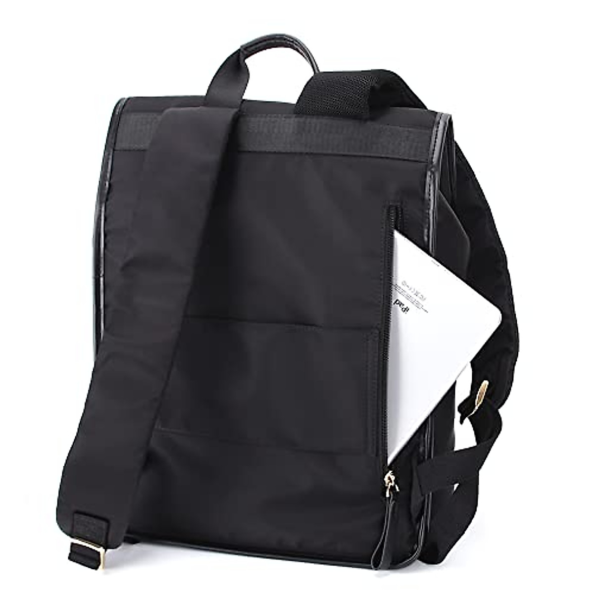 Camelia de Amour Women backpack purse Fashion Nylon Rucksack medium size (t295-183 black/gold Hardware)