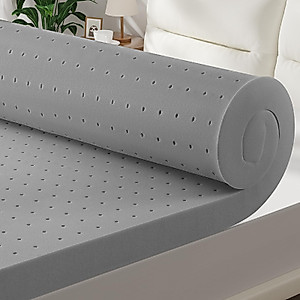 VISCOFLEX 3 Inch Mattress Topper Queen - High Density Foam Firm Bed Topper for Back Pain & Extra Weight Individuals, Back Pain Relief - Charcoal Infusion, CertiPUR-US, New-Version