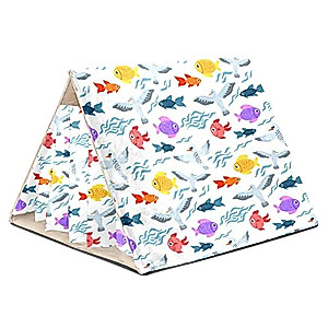 Y-DSIWX Guinea Pig Hideout House Bed, Sea Life and Birds Rabbit Cave, Squirrel Chinchilla Hamster Hedgehog Nest Cage