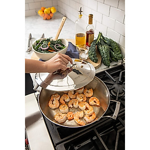 SAVEUR SELECTS Tri-ply Stainless Steel 12-Inch Everyday Pan with Lid, Induction-ready, Dishwasher Safe, Voyage Series