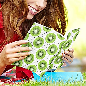 TODIYADDU Sliced Kiwi Fruits Book Covers for Soft Cover Books Waterproof No Glue Section Easy to Put On Washable Fabric Teacher Student Book Cover (Green)