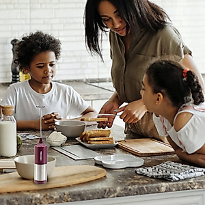 WELLMALL Milk Frother Handheld Battery Operated, Waterproof Electric Whisk Foam Maker for Coffee, Durable original Drink mixer for Latte, Cappuccino, Hot Chocolate, Stainless Steel Frother (RED)