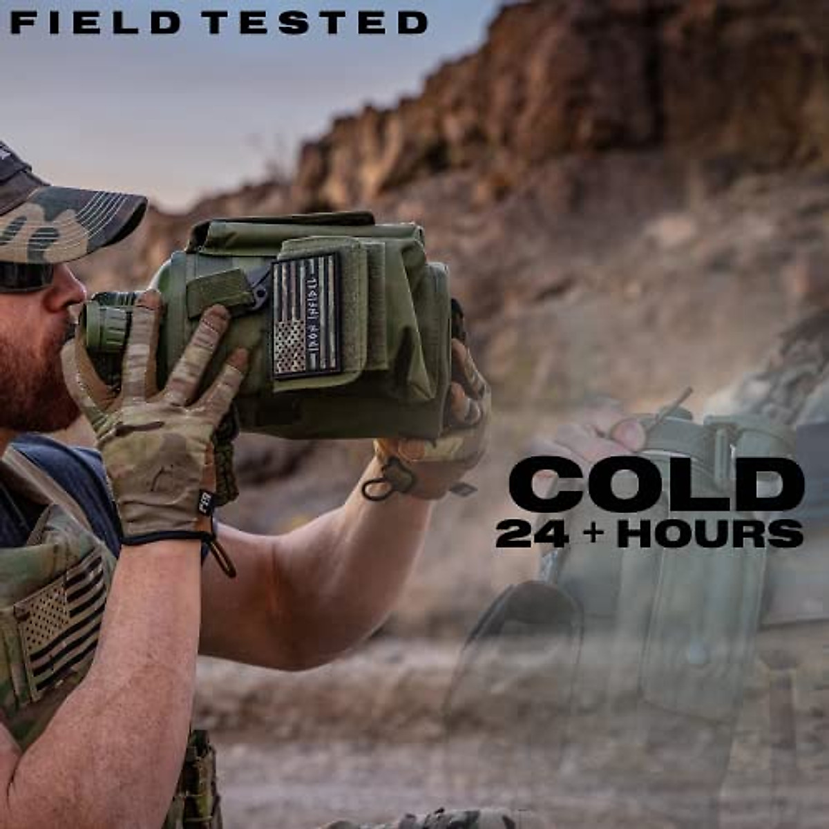 Iron Infidel Battle Bottle - Half Gallon Insulated Water Bottle with Paracord Handle, Large 64 oz Stainless Steel Water Jug with Rugged, Removable Sleeve for Keys, Wallet, & Phone (Live Free 2 Liter)