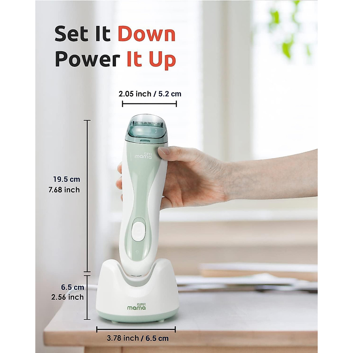 SUPERMAMA Baby Hair Clippers, Ultra Quiet Electric Vacuum Baby Clippers with Charger Base, Cordless Rechargeable Waterproof Haircut Kit for Kids & Men