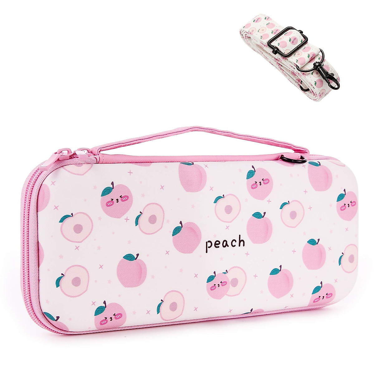 AOLDHYY Niclogi Carry Case for Nintendo Switch, Hard Shell Protective Cover Travel Carrying Bag with 12 Game Card Slots, Inner Storage Bag for Switch Console Controller & Game Accessories, Peach Pattern