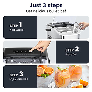 Joy Pebble Stainless Steel Ice Maker Countertop, 26Lbs/24H, 9 Cubes Ready in 6-8 Mins, Self-Cleaning Portable Ice Maker with Handle, for Home/Office/Bar (Silver)