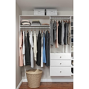 Easy Track PH45-WH Dual Tower Closet Storage Wall Mounted Wardrobe Organizer Kit System with Shelves and Drawers for Bedroom in White with Hardware