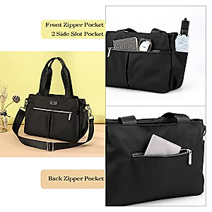 DOURR Hobo Handbags Light Nylon Crossbody Bag for Women, Multi Compartment Tote Purse Bags (Black)