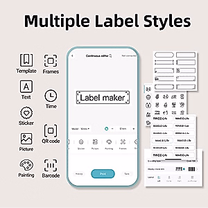 Makeid Label Maker Machine with 3 Tapes (White+ Green+ Transparent) 3/5 inch or 16mm USB Rechargeable Thermal Label Printer for Android iOS Cute Fonts Emoji Stickers Fast and Easy, Green