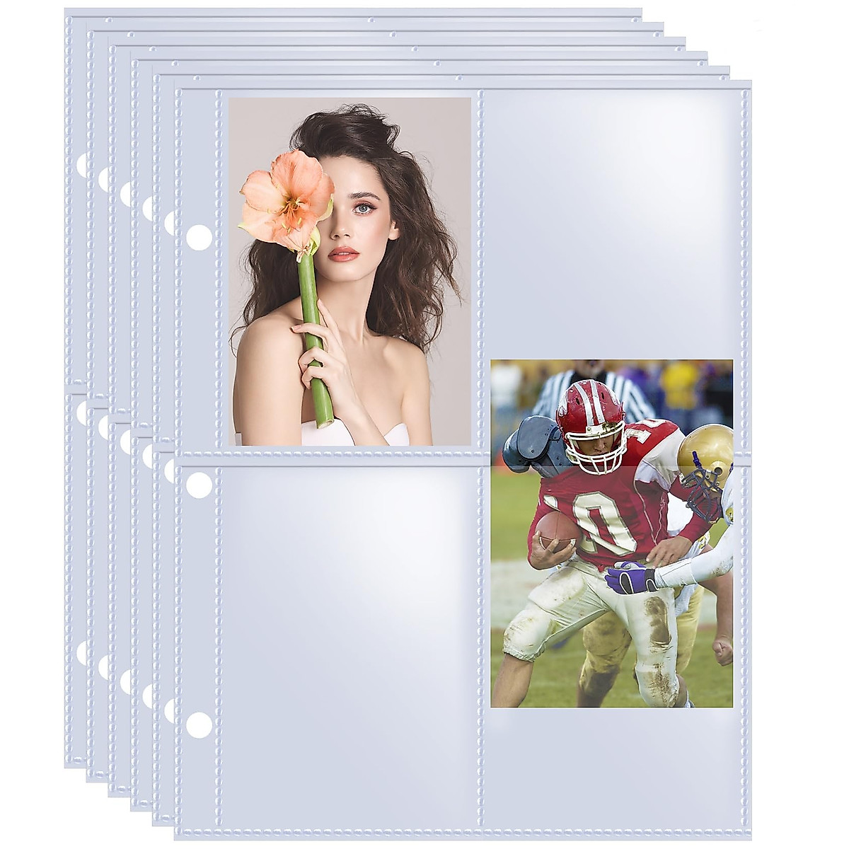 70 Pack 560 Pockets A5 Binder Sleeves for 3 Ring 4-Pocket, Double-Sided, 2.5x3.5 Trading Card Sleeves, Ultra-Clear Removable Game Baseball Football Card Holder for A5 Card Holder Album