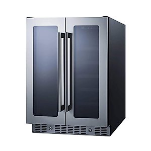 Summit ALFD24WBV 24"" ADA Compliant Dual Zone Beverage Center with 4.6 cu. ft. Capacity Digital Thermostats LED Lighting and Automatic Defrost in Stainless Steel
