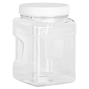 Stock Your Home Plastic Storage Jars (6 Pack) - 32 Oz Square Plastic Canisters with Lids - Shatterproof Plastic Storage Jars with Lids - Reusable Wide Mouth Clear Plastic Containers with Lids