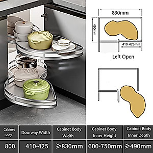 JayHumphrey Swing Left Blind Corner Cabinet Pull Out Organizer for 36 Inch Cabinet, 2 Tier Kitchen Cabinet Swing Tray for Corner Cabinet Blind Shelf - Soft Close - Left Open
