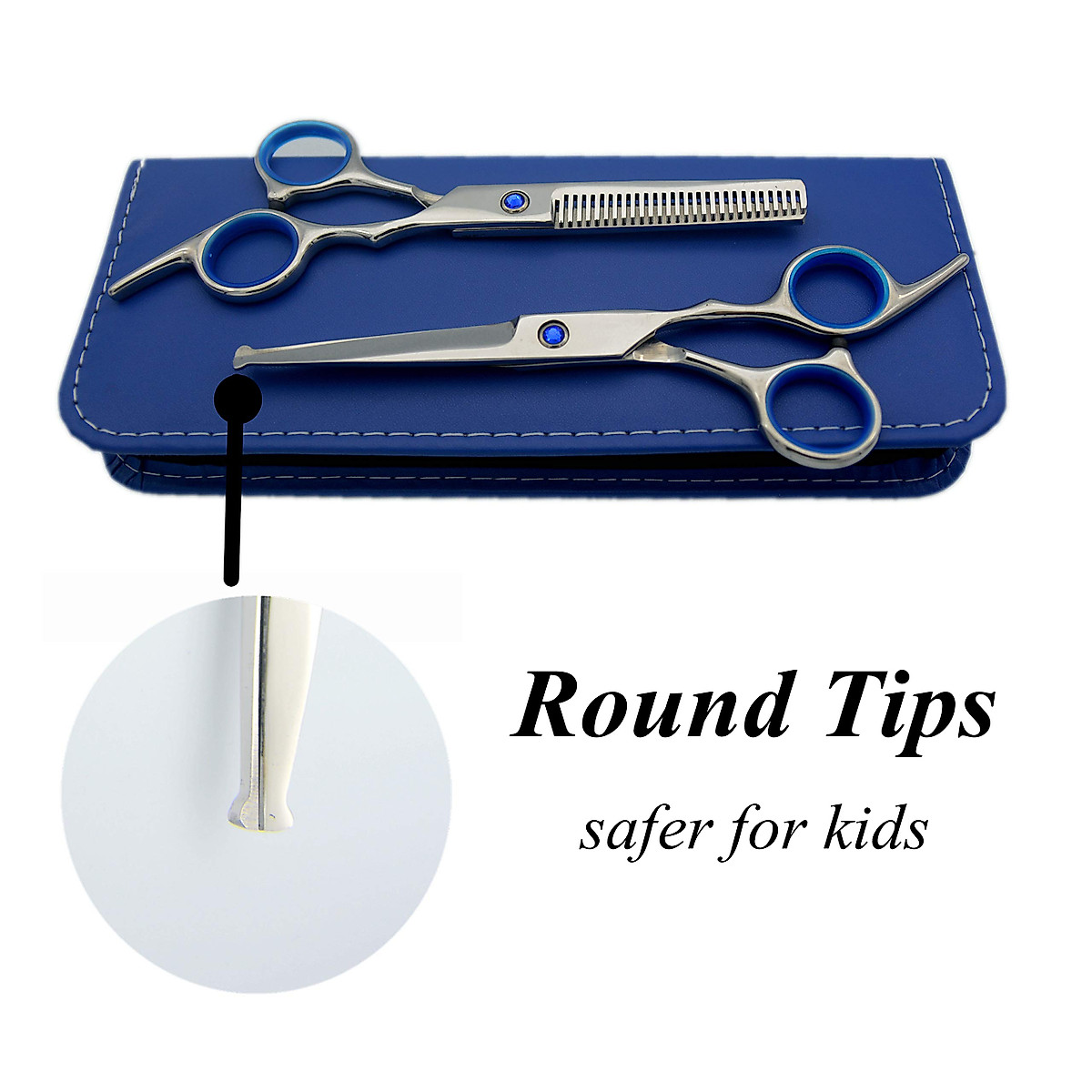 LIGICKY Baby Hair Cutting Scissors Set Professional Safety Round Tip Stainless Steel Hair thinning Shears Bang Hair Scissor for Kids/Salon/Home