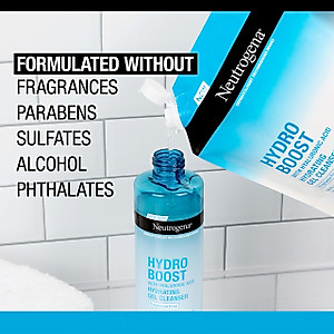 Neutrogena Hydro Boost Fragrance Free Hydrating Gel Facial Cleanser with Hyaluronic Acid, Daily Foaming Face Wash & Makeup Remover, Gentle Face Wash, Non-Comedogenic, Refill Pouch, 16 fl. oz