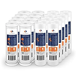 Aquaboon Set of 20 Sediment/Carbon 5 Micron Water Filter Catridges, Universal 5 Micron 10 x 2.5 inch Cartridge, Compatible with DWC30001, WFPFC8002, FXWTC, WHEF-WHWC, WHKF-WHWC,Pentek DGD series,RFC