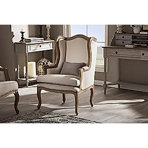 Baxton Studio Oreille Armchair, 27.3 x 25.35 x 40.56, Beige