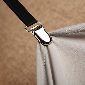 Boao 12 Pcs Bed Sheet Clips Straps Sheet Corner Straps Holder Adjustable Mattress Clips, Elastic Bed Grippers Suspender Fasteners Holder for Home(Black,4-8 Inch Length)