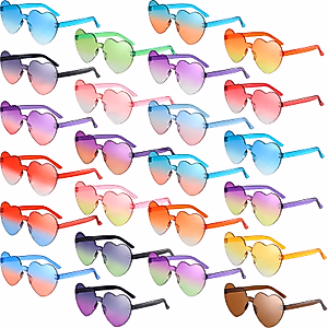 Kathfly 24 Pairs Heart Glasses Heart Shaped Sunglasses Lovely Style Heart Sunglasses for Women Party Cosplay (Candy Colors)