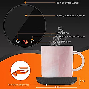 Coffee Mug Warmer, Coffee Warmer with 2 Temp Settings, Candle Warmer w/Auto Shut Off &1-12H Timer, Coffee Warmer for Desk Home Office, Coffee Cup Warmer for Coffee, Beverage, Milk, Tea, Hot Chocolate