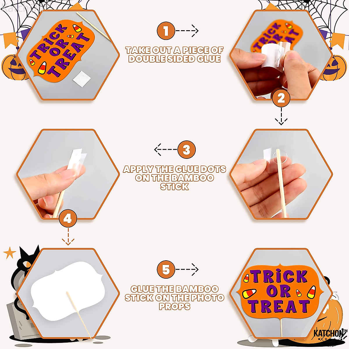 KatchOn, Scary Halloween Photo Booth Props - Large, Pack of 22 | Hocus Pocus Halloween Photo Props for Photoshoot | Halloween Selfie Props | Halloween Picture Props for Halloween Party Decorations