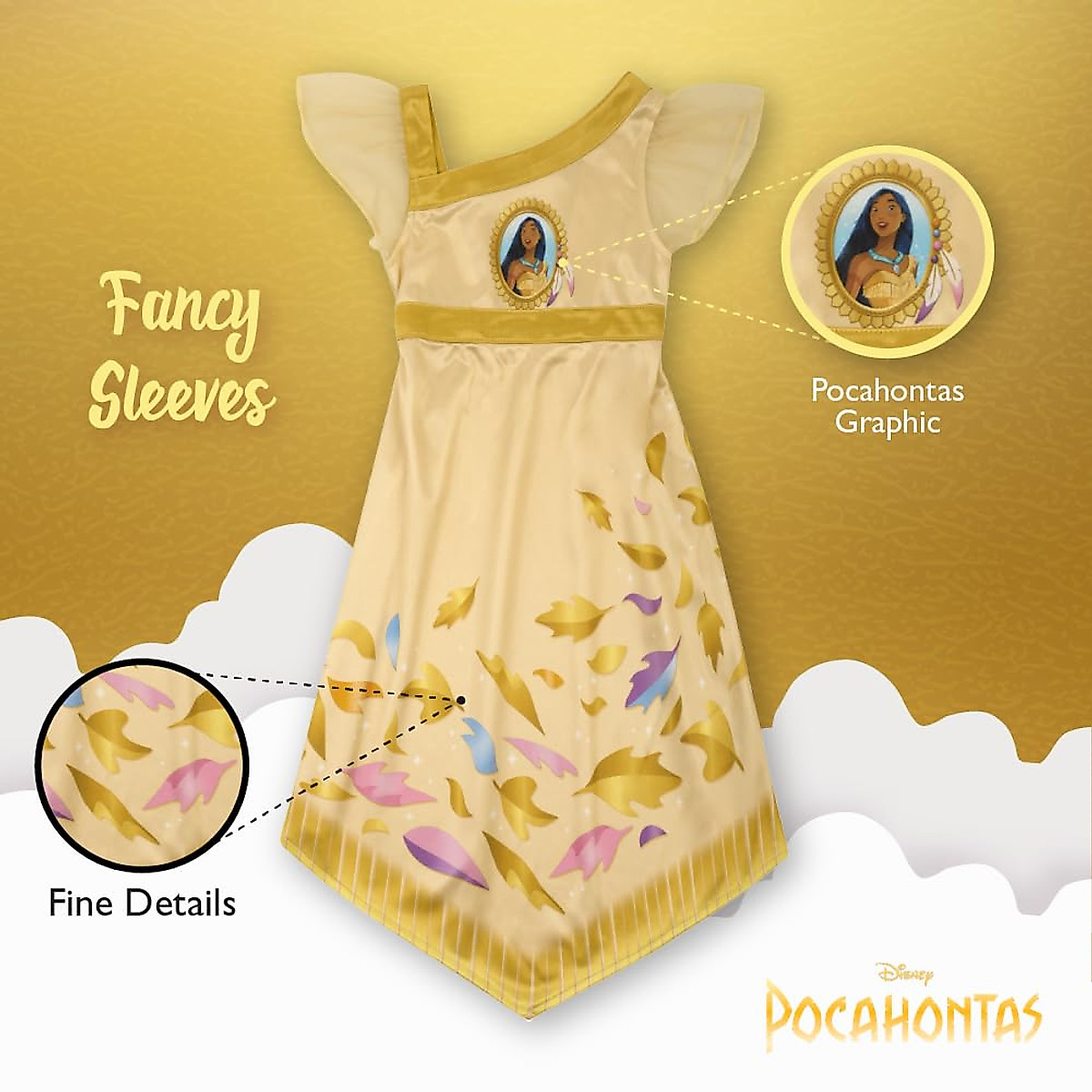 Disney Girls' Princess Fantasy Gown Nightgown, POCAHONTAS, 6