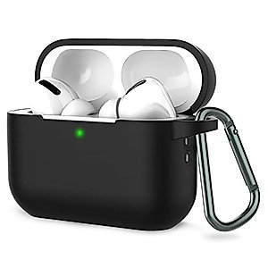 Coffea for Airpods Pro 2nd Generation Case Cover, Soft Silicone Shock-Absorbing Protective Case with Keychain for New Apple Airpods Pro 2 Case 2022 [Front LED Visible] - Black